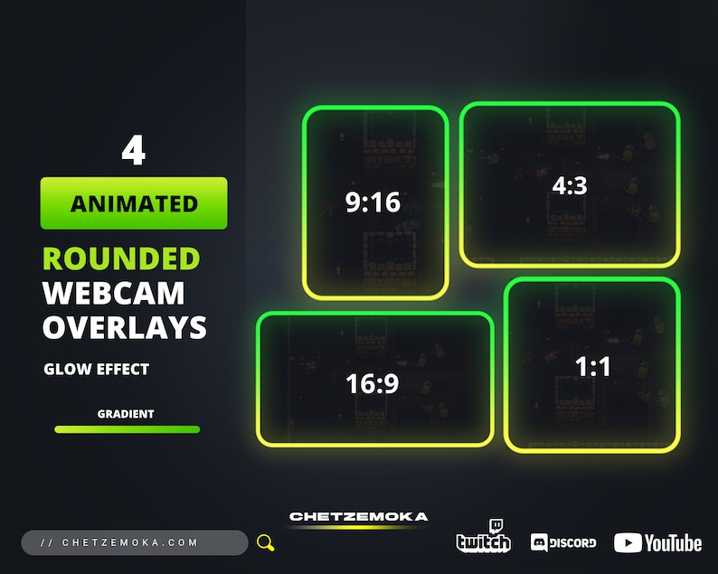 Webcam Overlay Green ANIMATED Circle and All Standard Sizes Instant ...