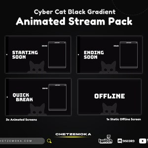 Animated Cat Stream Overlay: Black & White Stream Pack (digital ...