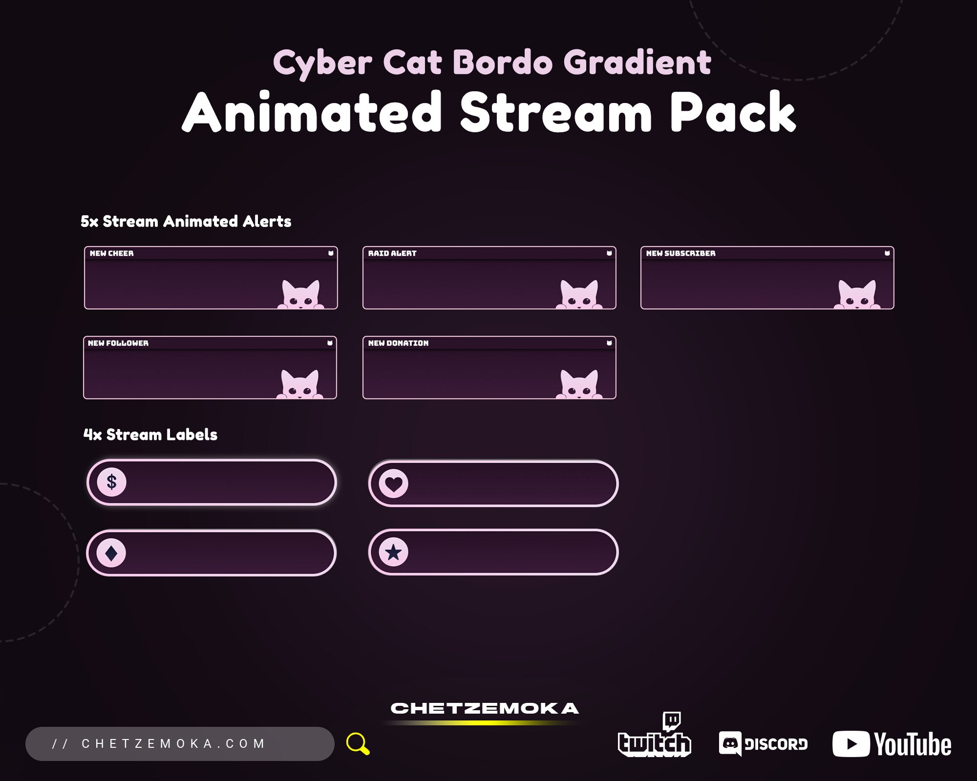 Cyber Cat Stream Overlay Bordo Animated Cat Stream Pack Minimalist Cat ...