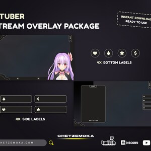 Vtuber Stream Overlay | Twitch Overlay Vtuber | Celestial Stream Package | Chatting & Gaming ...