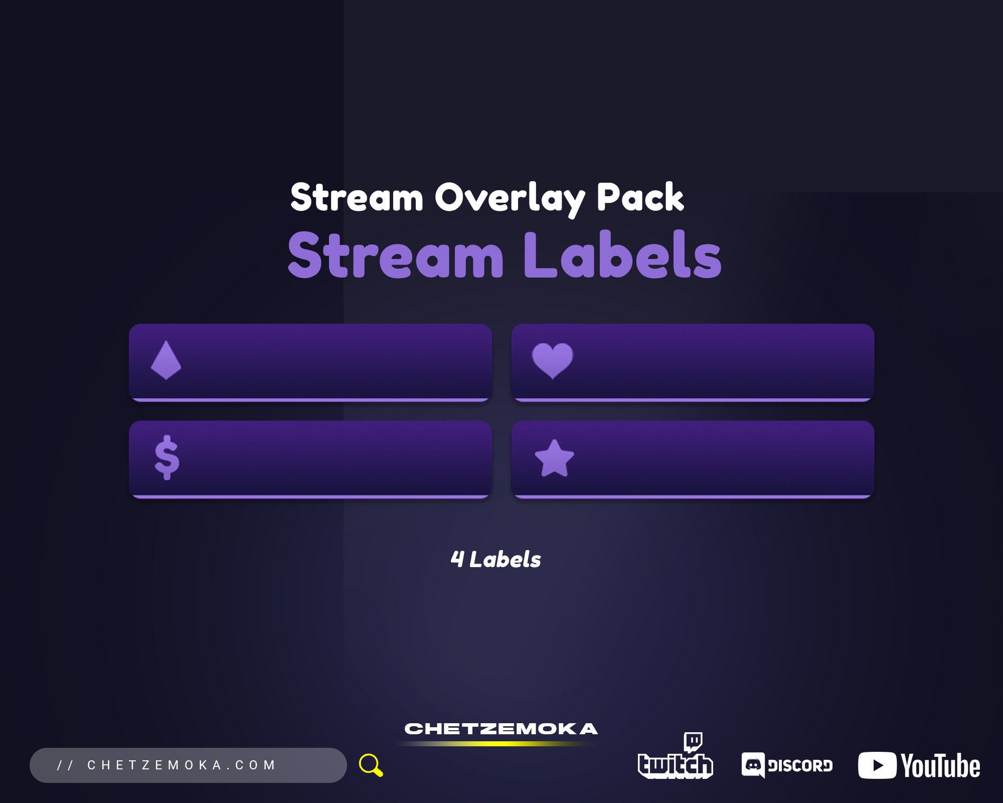 Stream Overlay Package Violet Webcam Overlay 18 Twitch Panels Stream ...