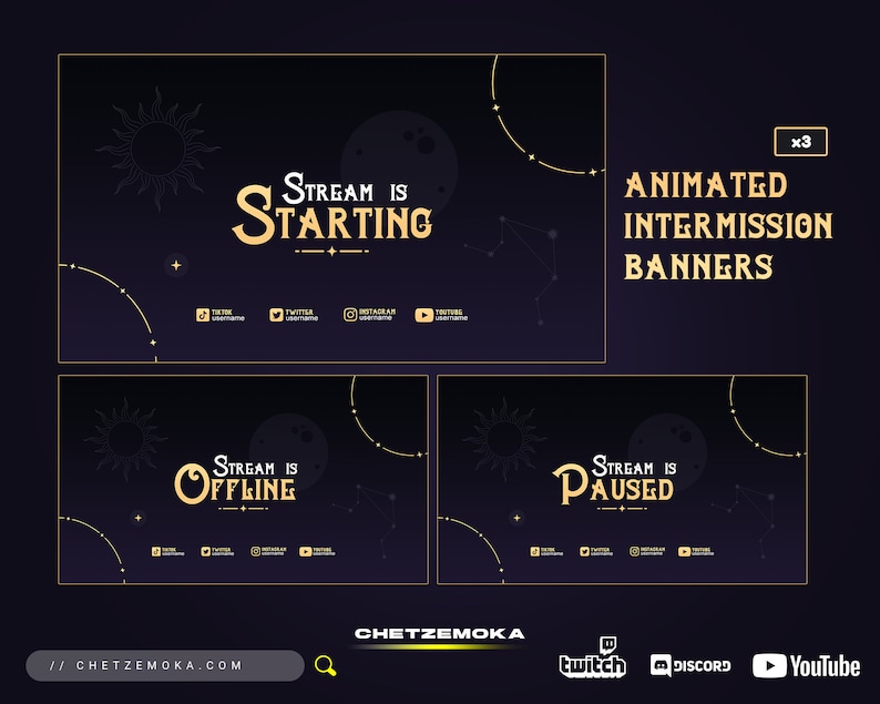 Astrology & Cosmic Twitch Screens 3 Animated Stream Screens for ...