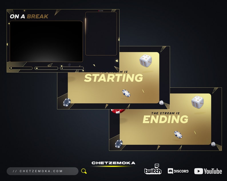 Animated Twitch Gold Poker Overlay: Streaming Screens & Badges - Etsy