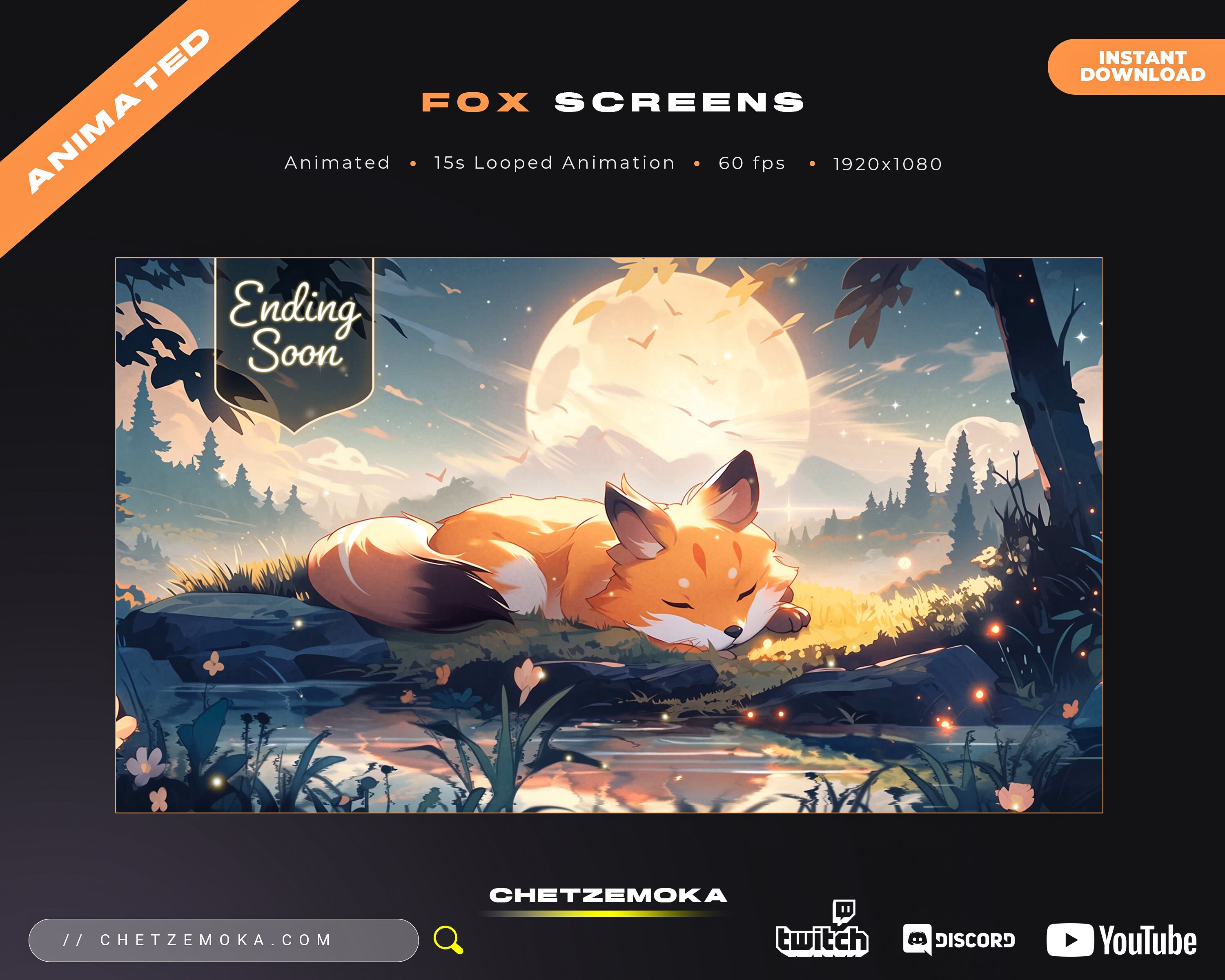 Fox Twitch Screens: Animated Vtuber Stream Backgrounds (PNG & Webm) - Etsy