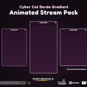 Cyber Cat Stream Overlay Bordo - Animated Cat Stream Pack - Minimalist ...