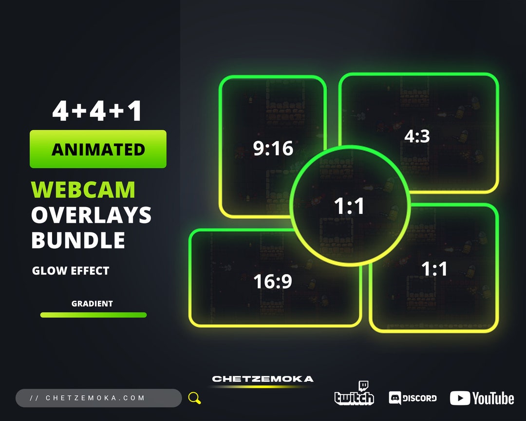 Webcam Overlay Green ANIMATED | Circle and All Standard Sizes | Instant ...
