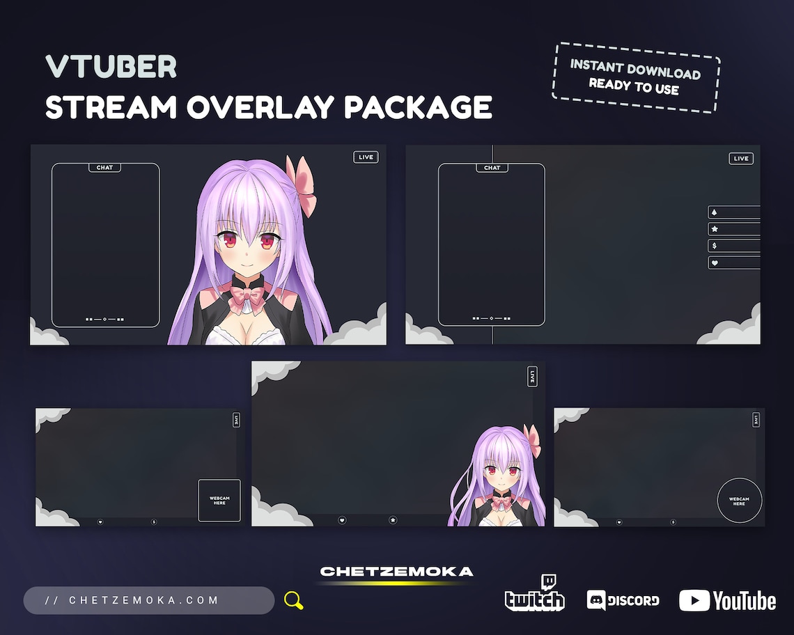 Vtuber Overlay Night Sky | Vtuber Stream Overlay | Celestial Stream ...
