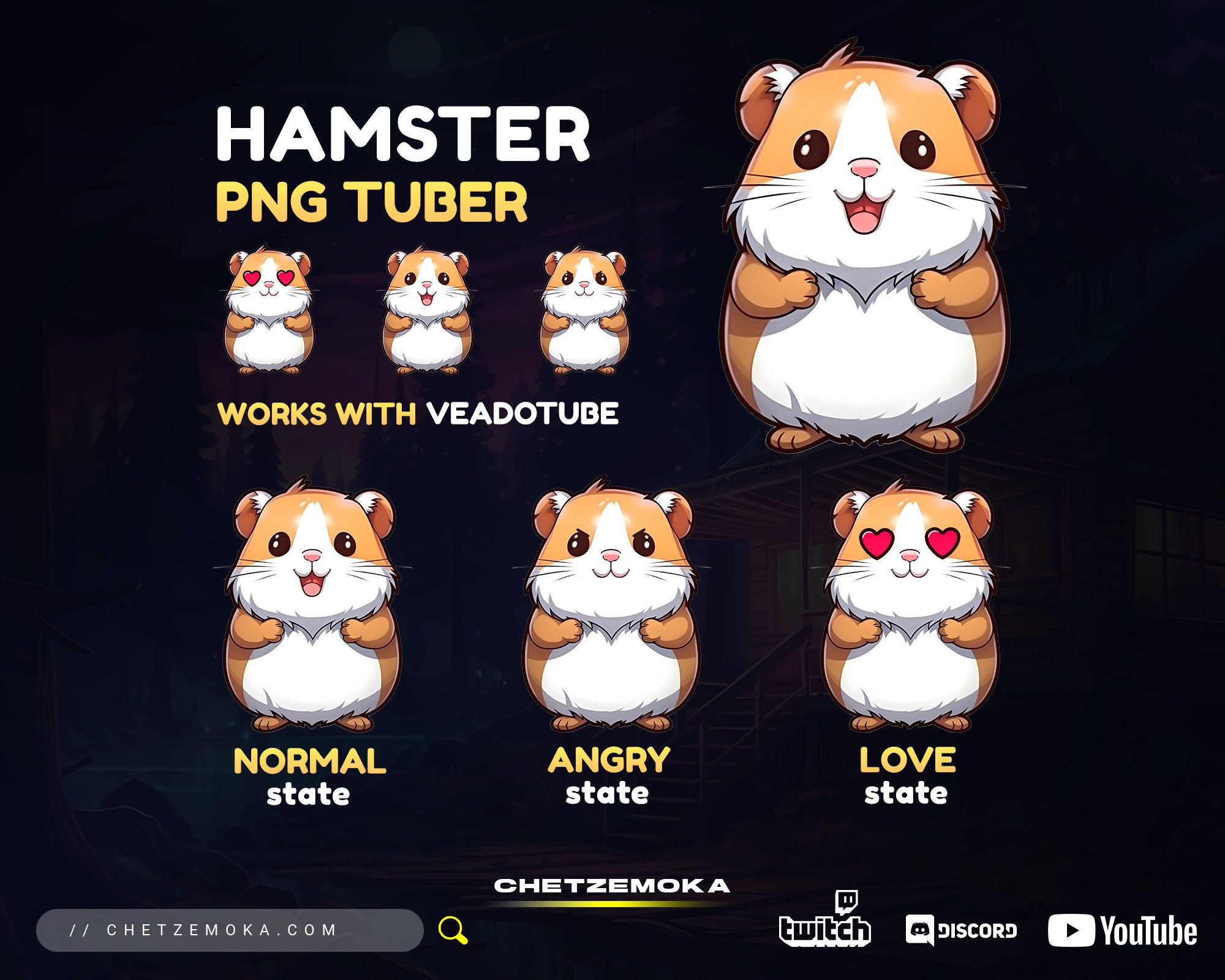 Pngtuber Hamster Veadotube Easy to Install Discord - Etsy