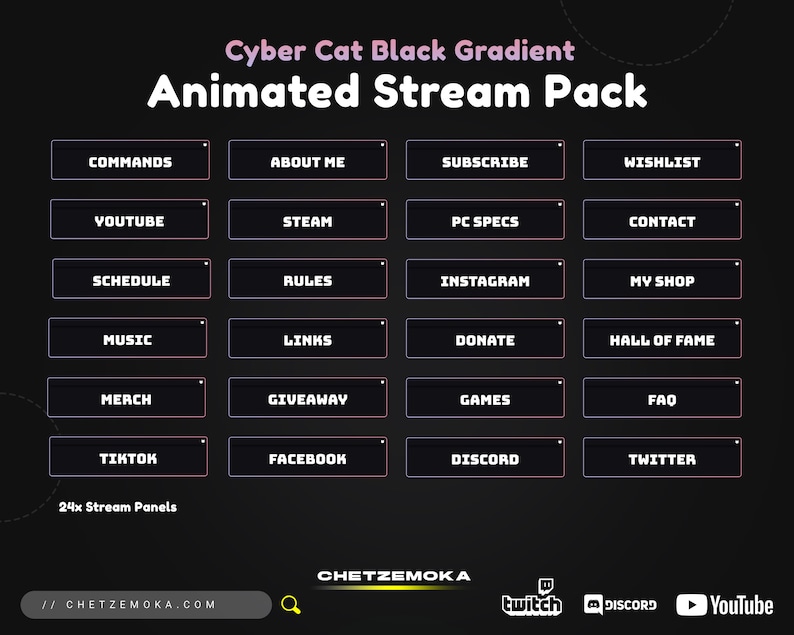 Cat Stream Overlay Purple Animated Cat Stream Pack Purple Minimalist ...
