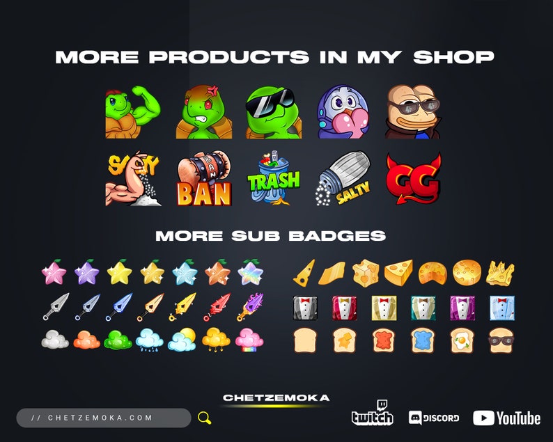 Potato Twitch Sub Badges Set of 8 Food Badges Cheer Plants Streamer ...
