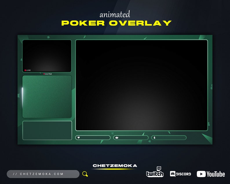 Twitch Green Poker Overlay: Animated Stream Package (instant Download ...