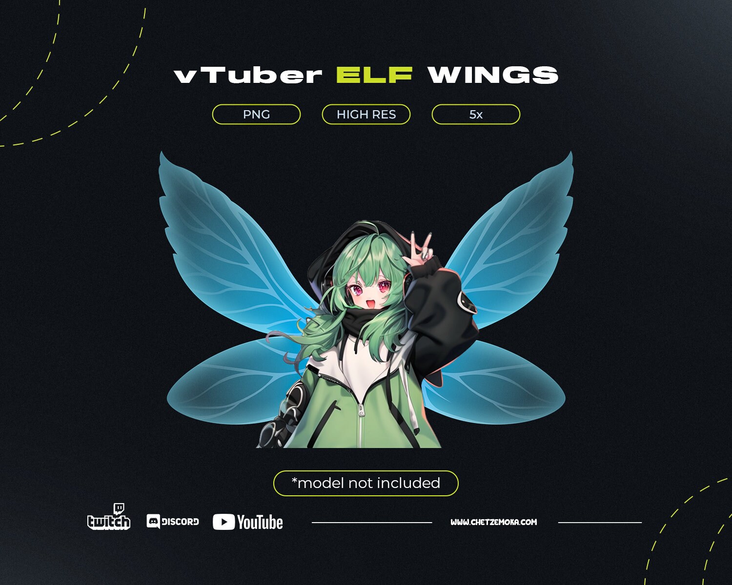 Vtuber Fairy Wings in 5 Colors Vtuber Asset Stream Decoration Both ...