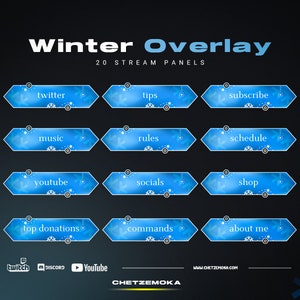 Winter Stream Overlay Pack | Snowflake Webcam Overlay | Blue Vtuber ...