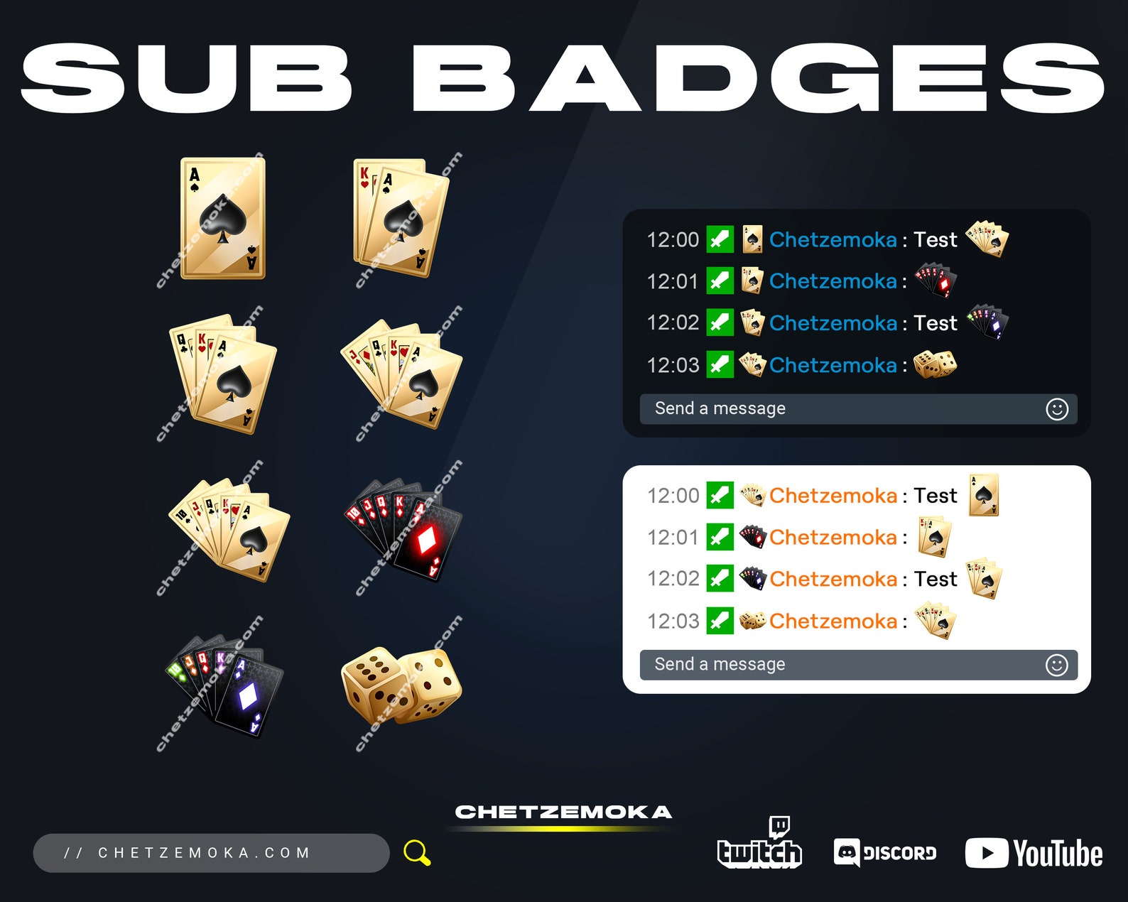 Twitch Poker Sub Badges/emotes | 8 Badges | Cards | Dice I Gold ...