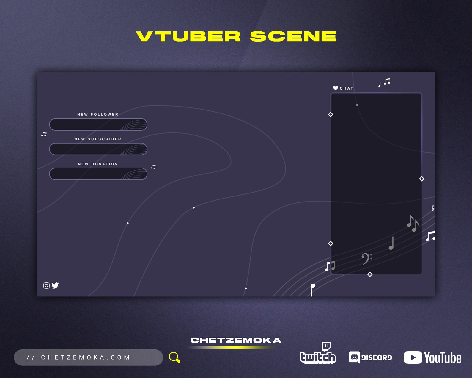Musical Stream Overlay Dark Purple - Animated & Static Version | Music ...