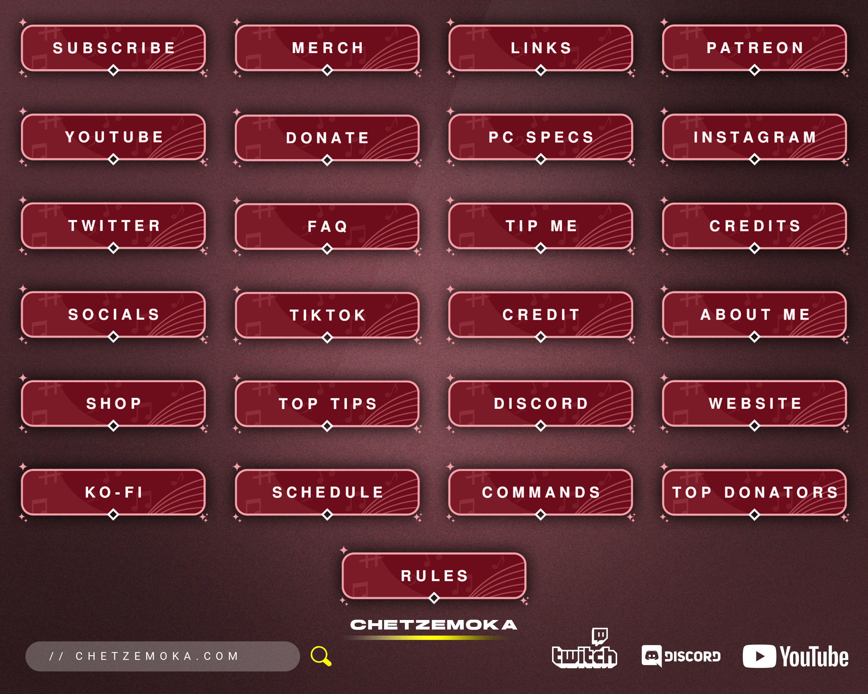 Musical Stream Overlay Dark Red - Animated & Static Version | Music ...