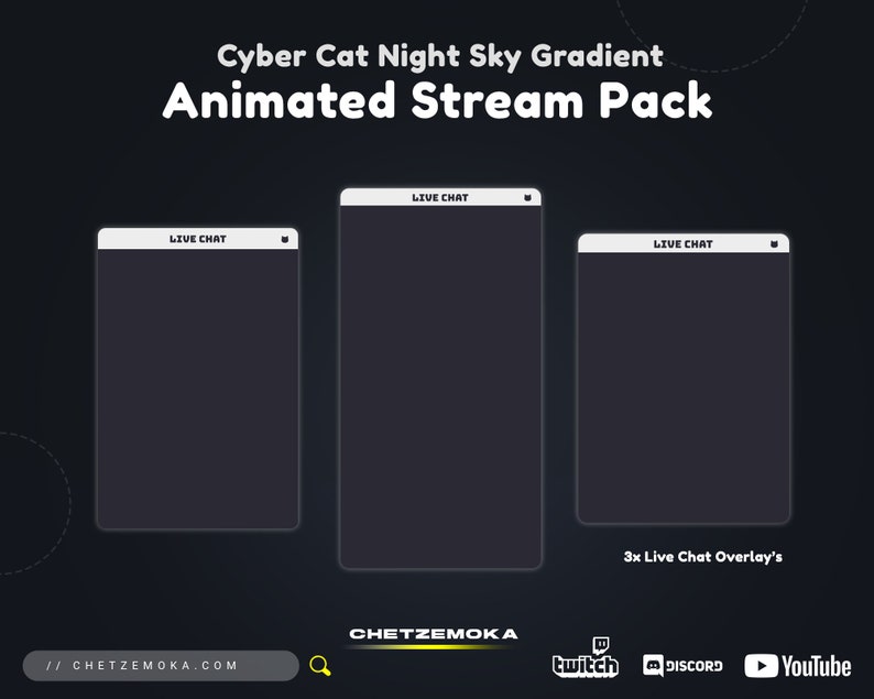 Cat Stream Overlay Night Sky Animated Cat Stream Pack Minimalist Cat ...