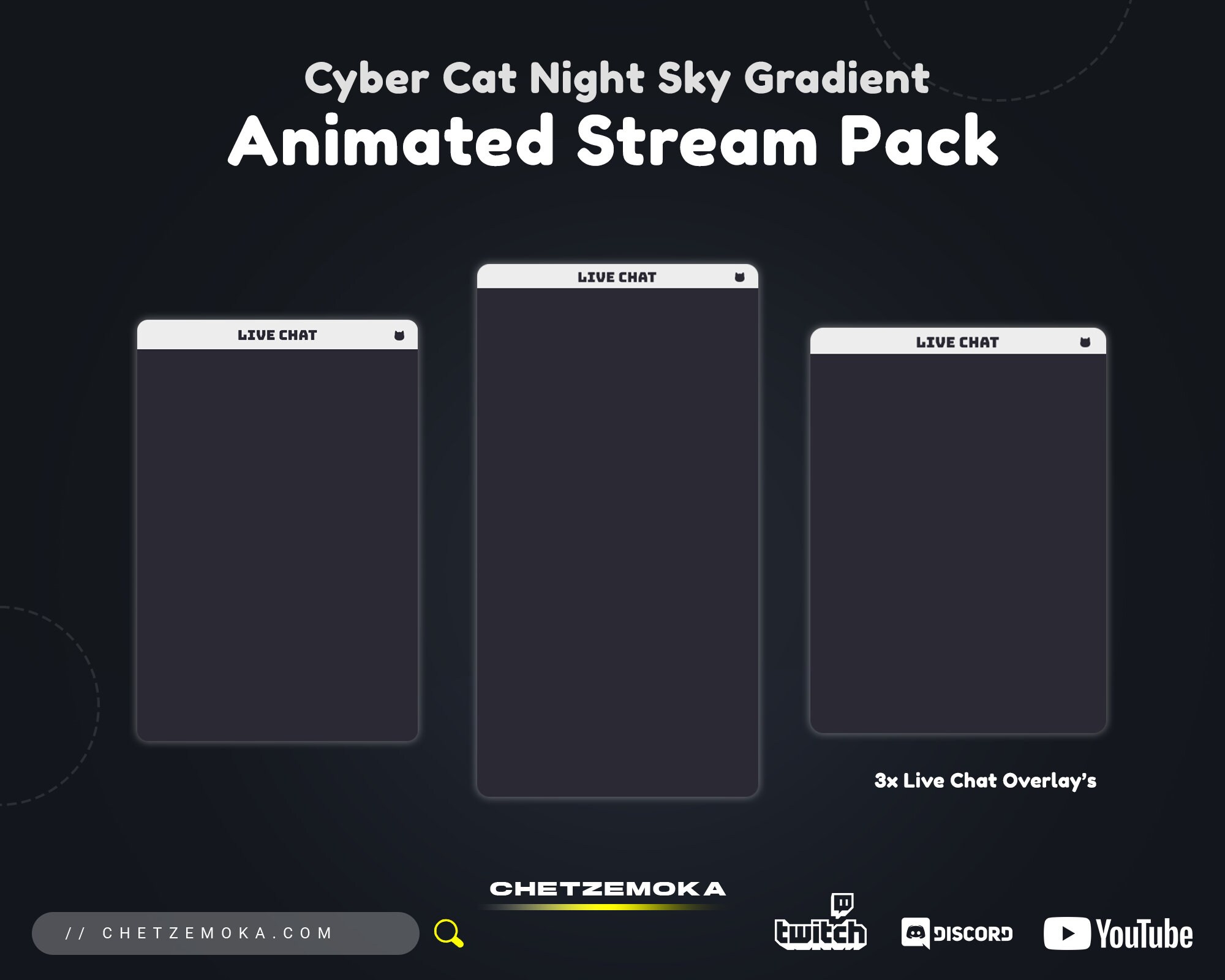 Cat Stream Overlay Night Sky Animated Cat Stream Pack Minimalist Cat ...