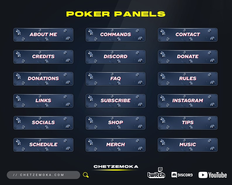 18x Twitch Poker Panels / Badges / Gamble / Streamer / Dark / Aesthetic ...