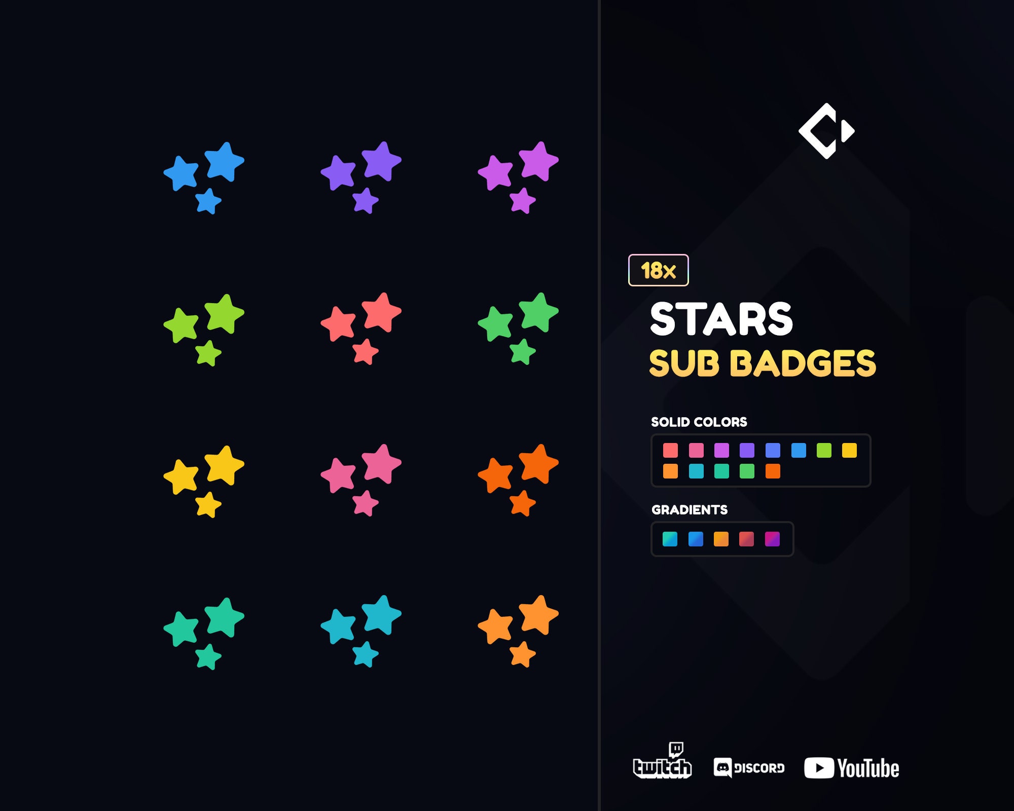 Twitch Stars Sub Badges 18 Badges Stars Celestial - Etsy
