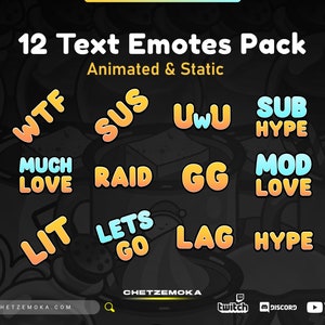 Animated Text Emotes Orange & Blue | 12 High Quality Twitch Text Emotes ...