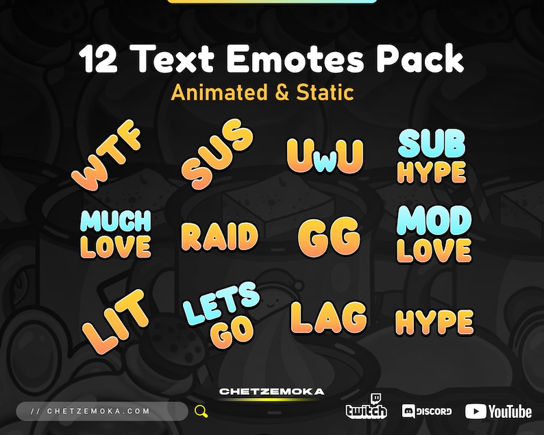 Animated Text Emotes Orange & Blue 12 High Quality Twitch Text Emotes ...