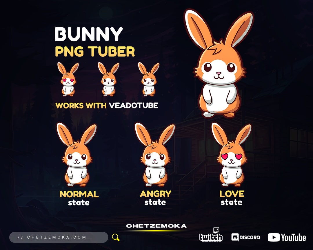 Pngtuber Bunny | Veadotube | Easy to Install | Discord | Twitch | Kick ...