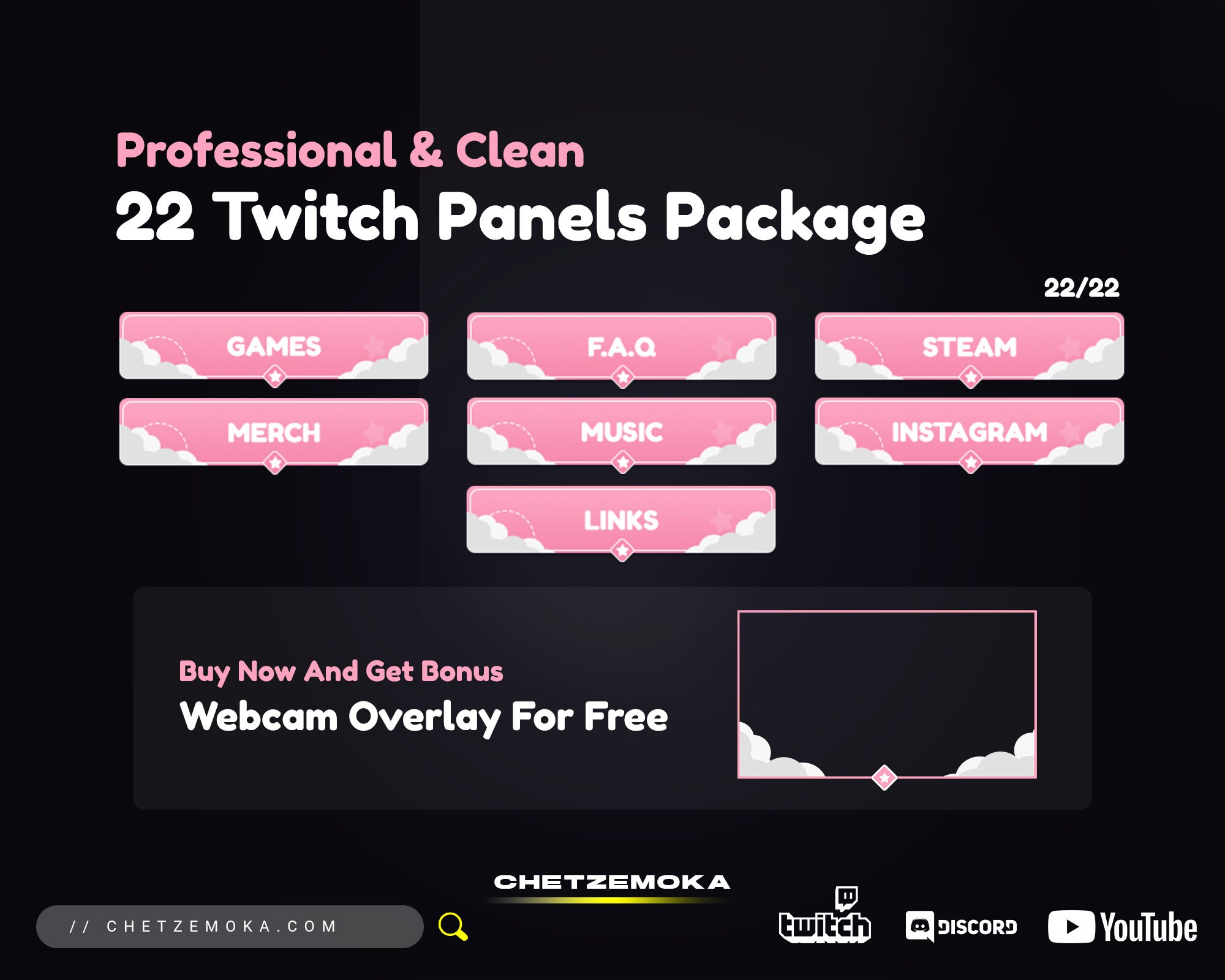 Twitch Panels Celestial Pink Sky Theme 22 Stream Panels - Etsy