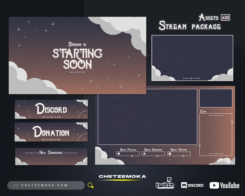 Animated Celestial Twitch Stream Overlay Package (digital Download) - Etsy