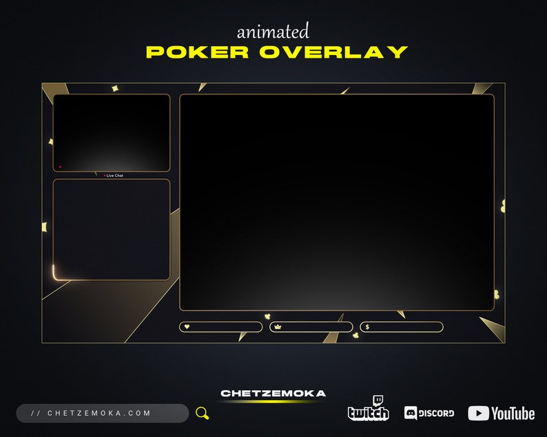 Animated Twitch Gold Poker Overlay | 4 Scenes | Starting & Offline ...