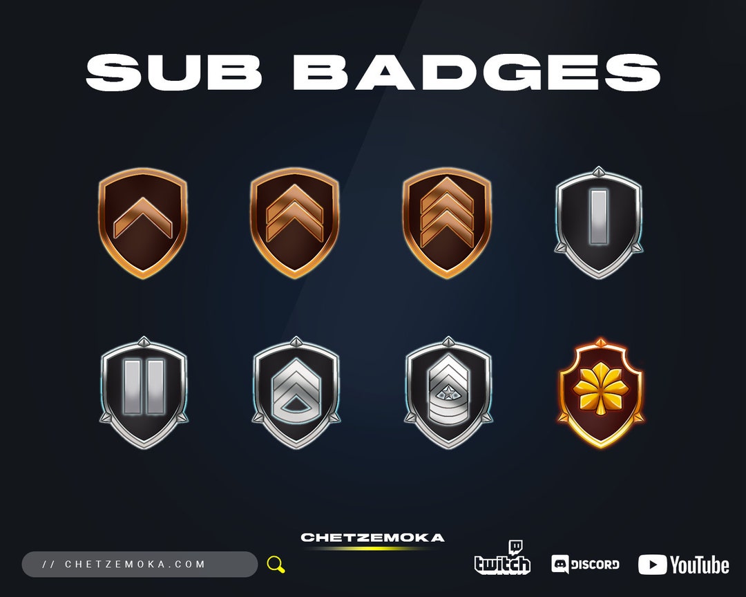 Military Rank Sub Badges: Army Stream Badges for Twitch, Discord ...