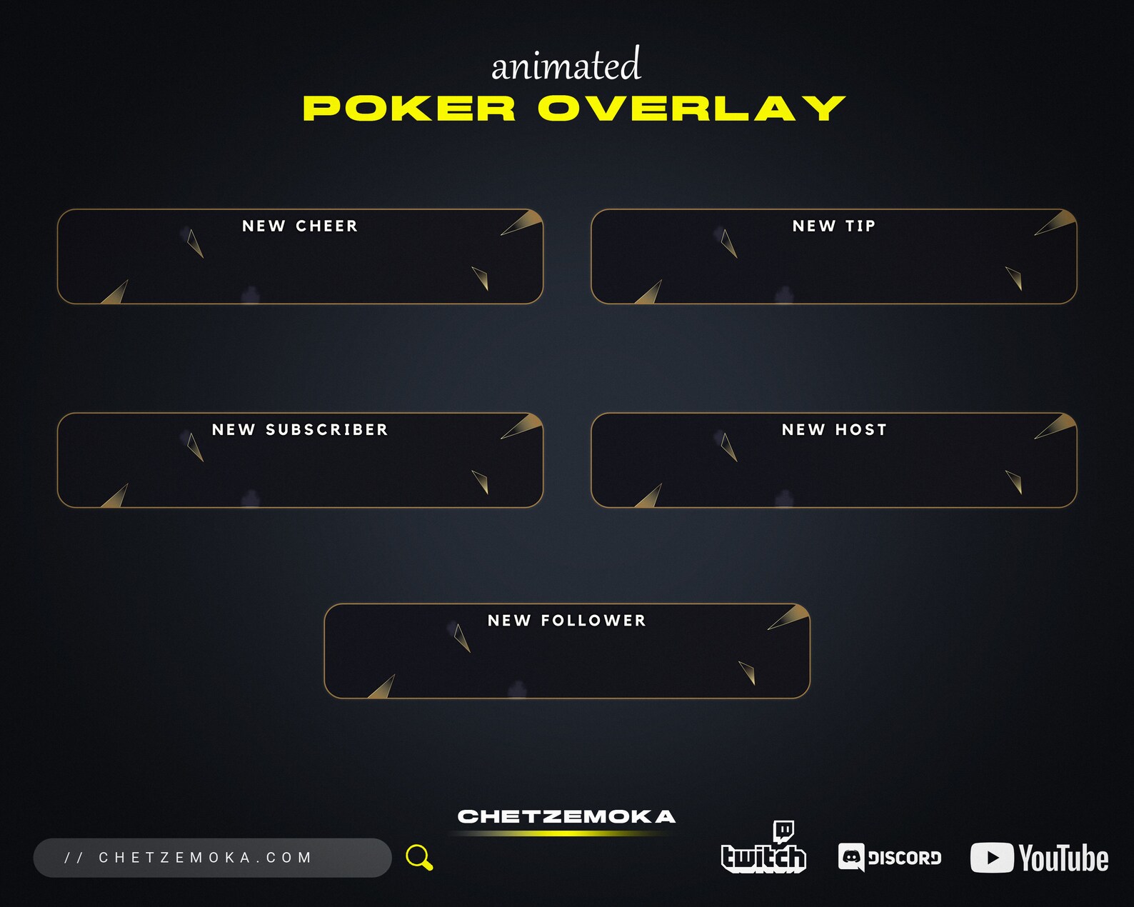 Animated Twitch Gold Poker Overlay: Streaming Screens & Badges - Etsy
