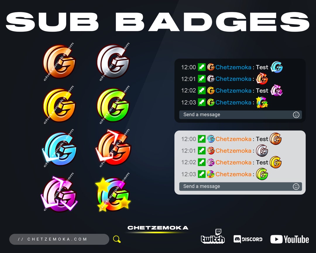 Letter G Sub Badges | Set of 8 Badges | 3D | Cheer | Letter | Bronze ...