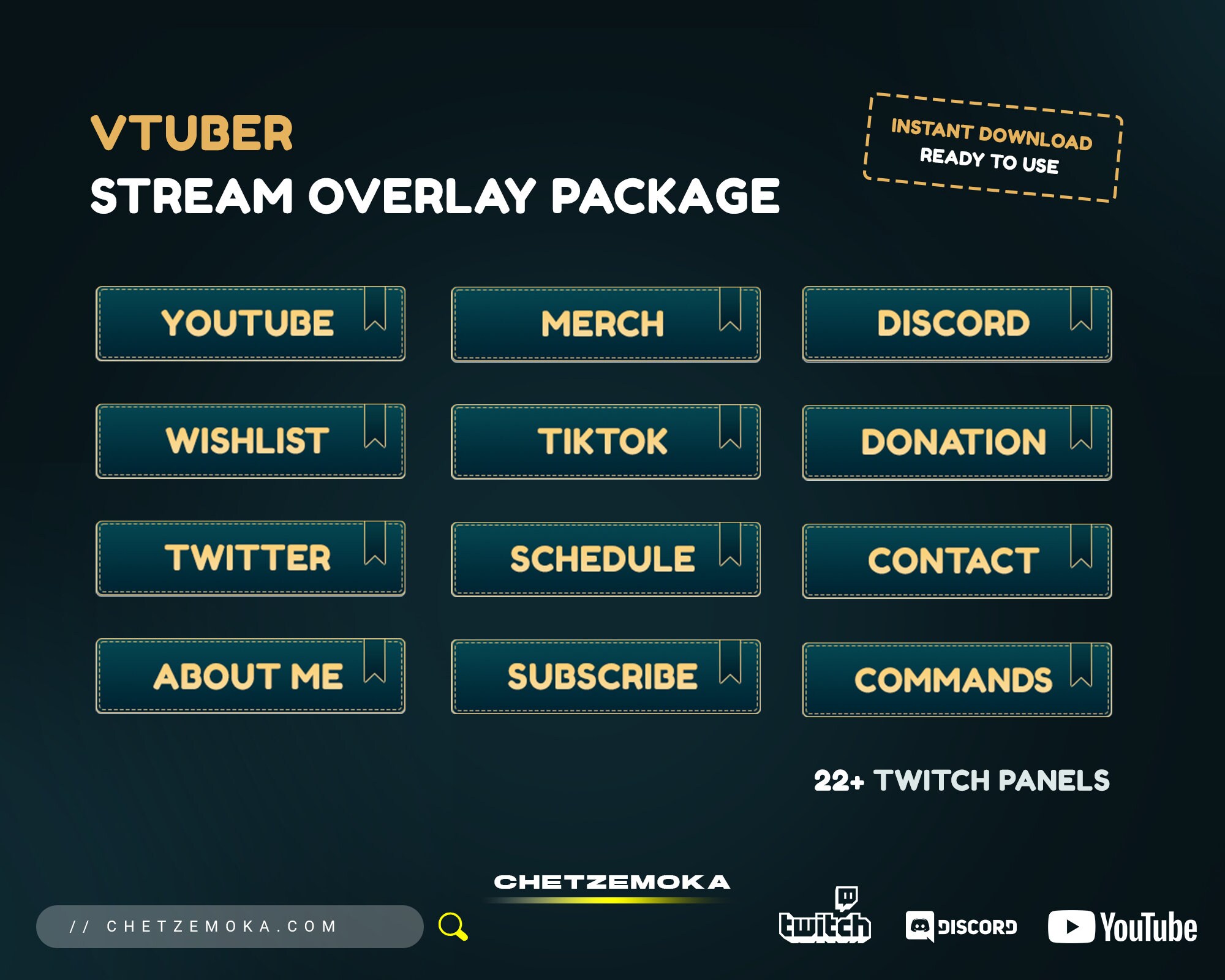 Vtuber Stream Overlay Gold & Green Vtuber Overlay Celestial Stream ...