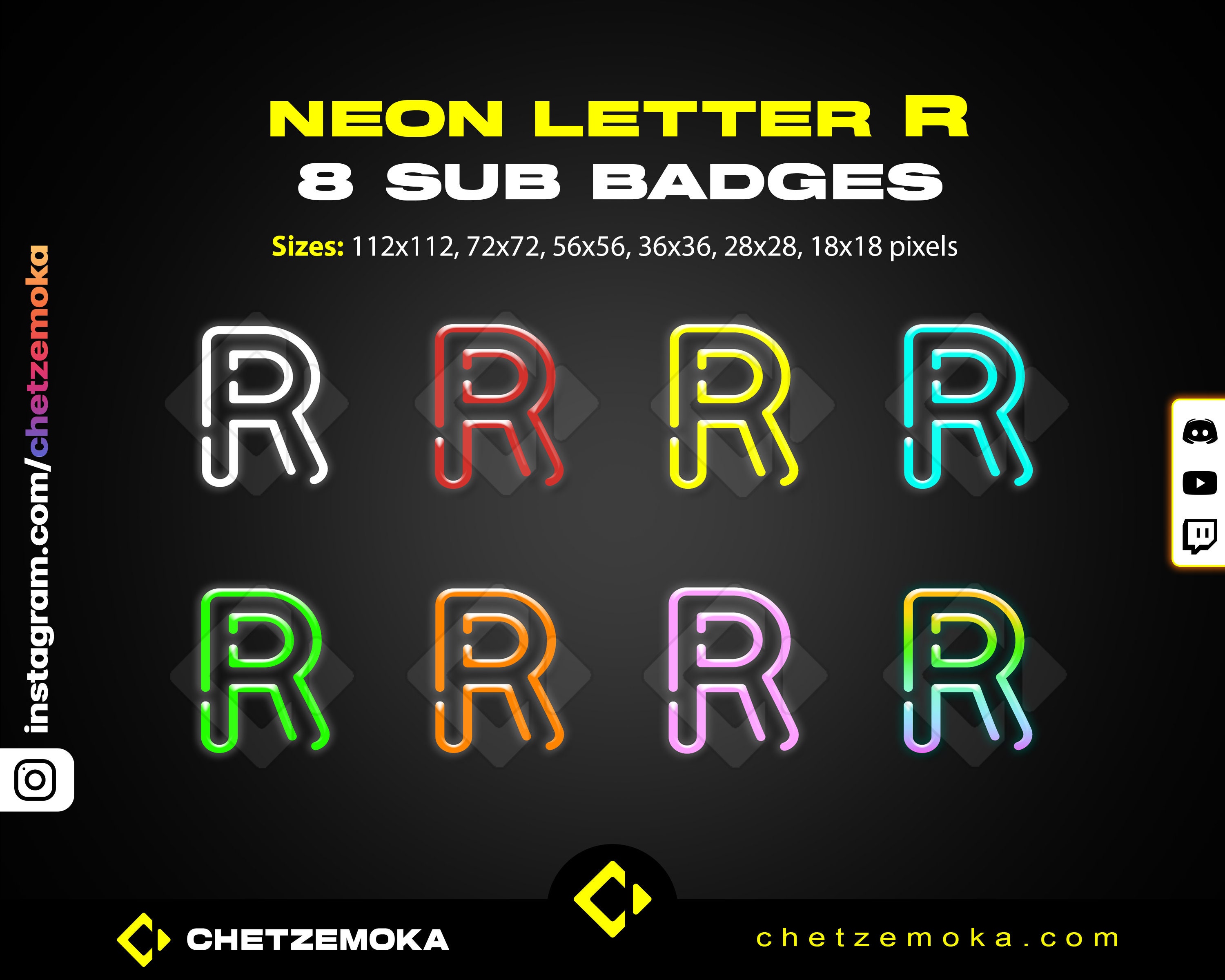 The Letter R In Neon Green