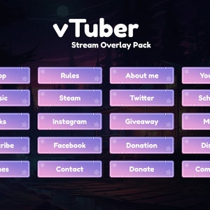 Vtuber Stream Overlay, Celestial Stars & Sky, Alerts, Panels, Chatbox ...