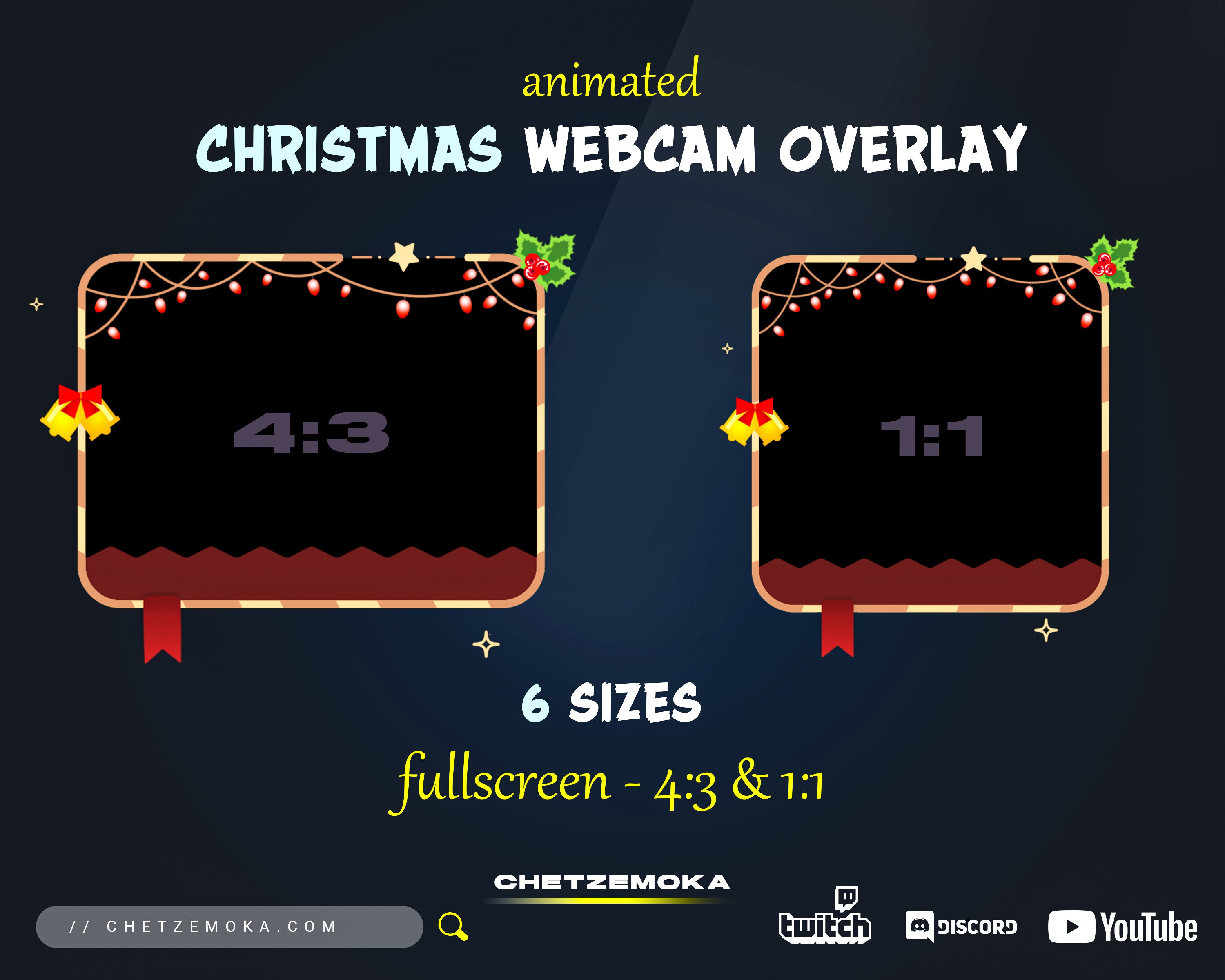 Christmas Animated Webcam Overlays 6 Sizes Stream Webcam Facecam ...