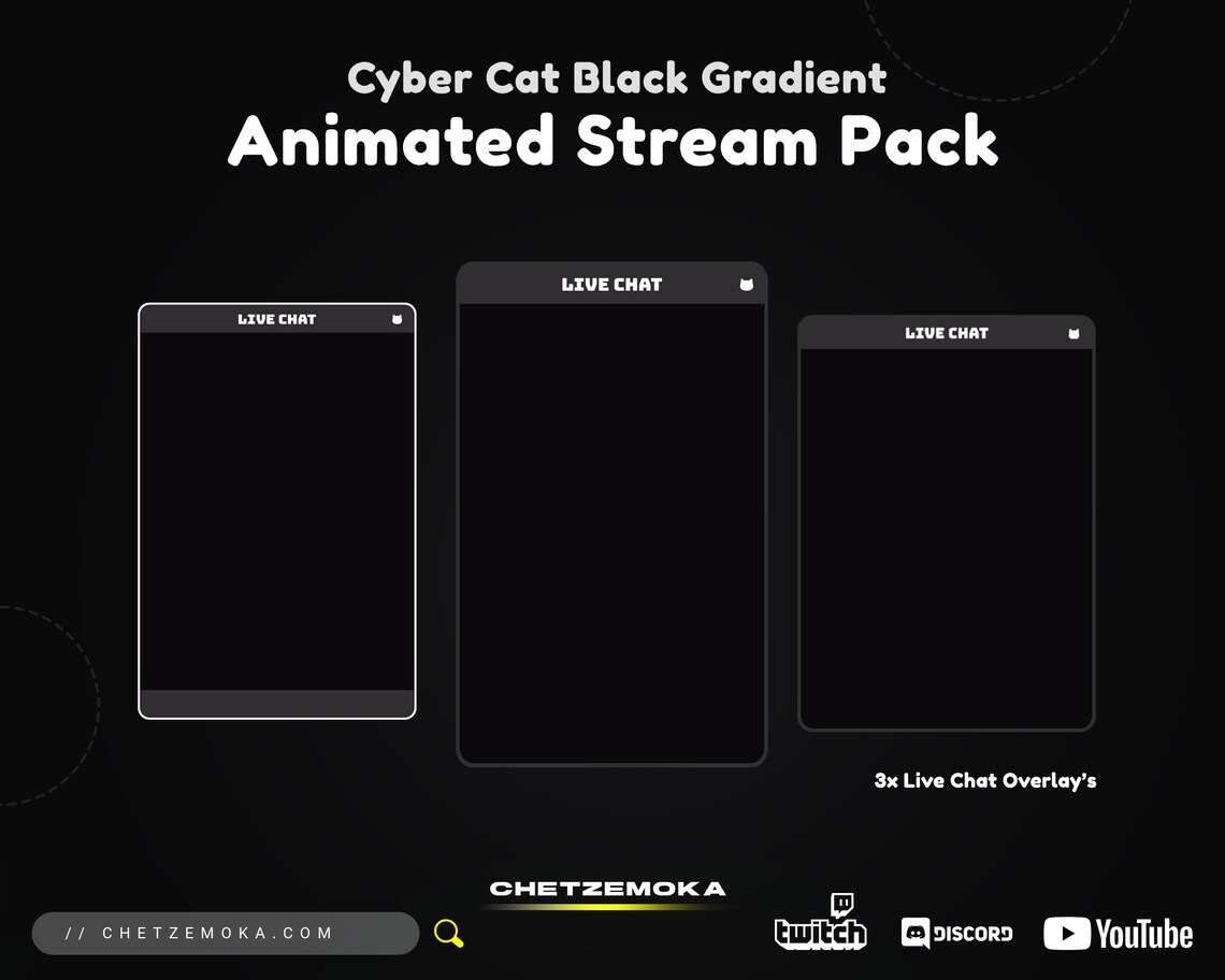 Animated Cat Stream Overlay: Black & White Stream Pack (digital ...