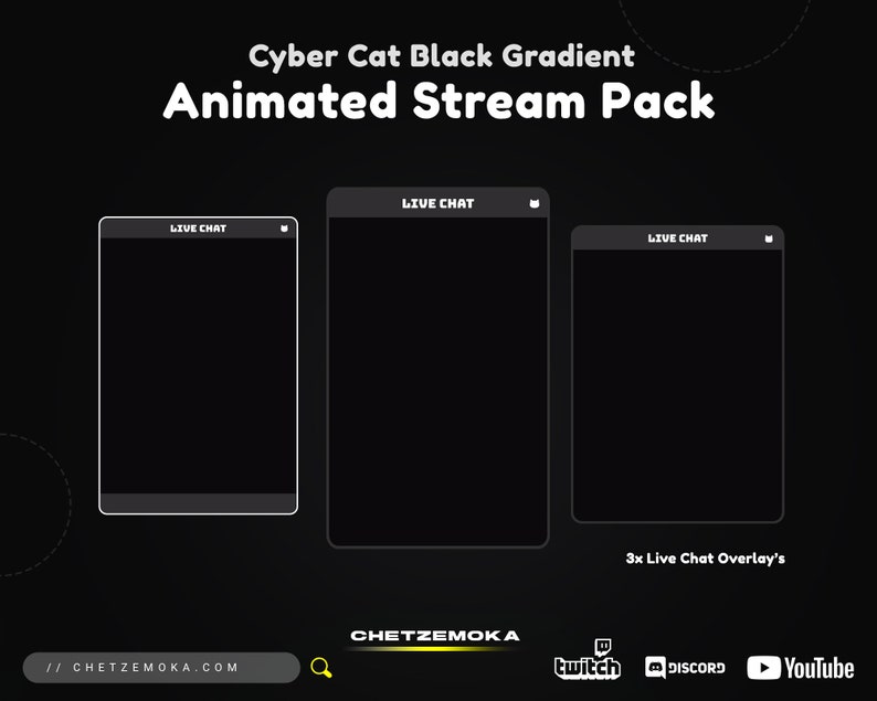 Animated Cat Stream Overlay: Black & White Stream Pack (digital ...