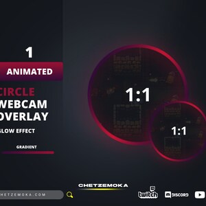Webcam Overlay Dark Red | Circle and All Standard Sizes | Instant ...