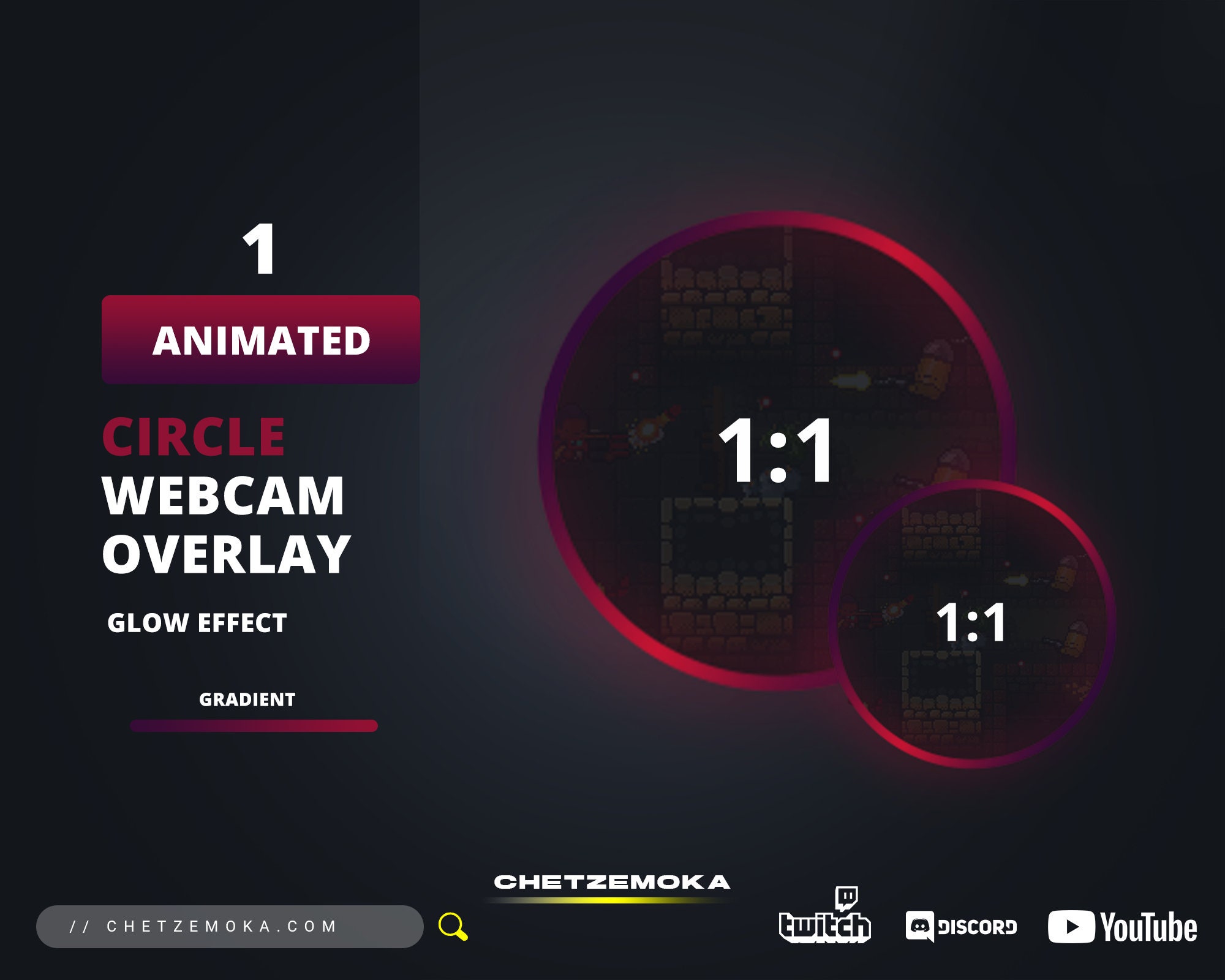Webcam Overlay Dark Red | Circle and All Standard Sizes | Instant ...