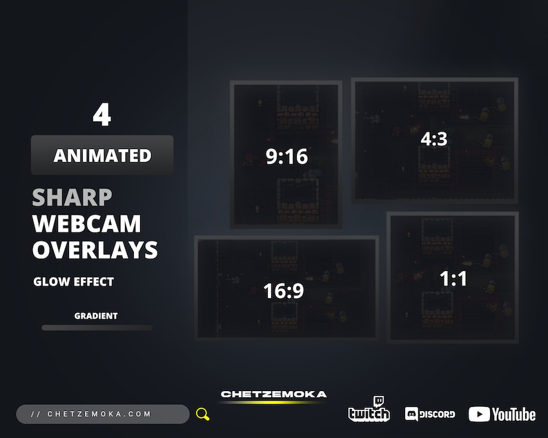 Animated Webcam Overlay Black Theme | Circle and All Standard Sizes ...