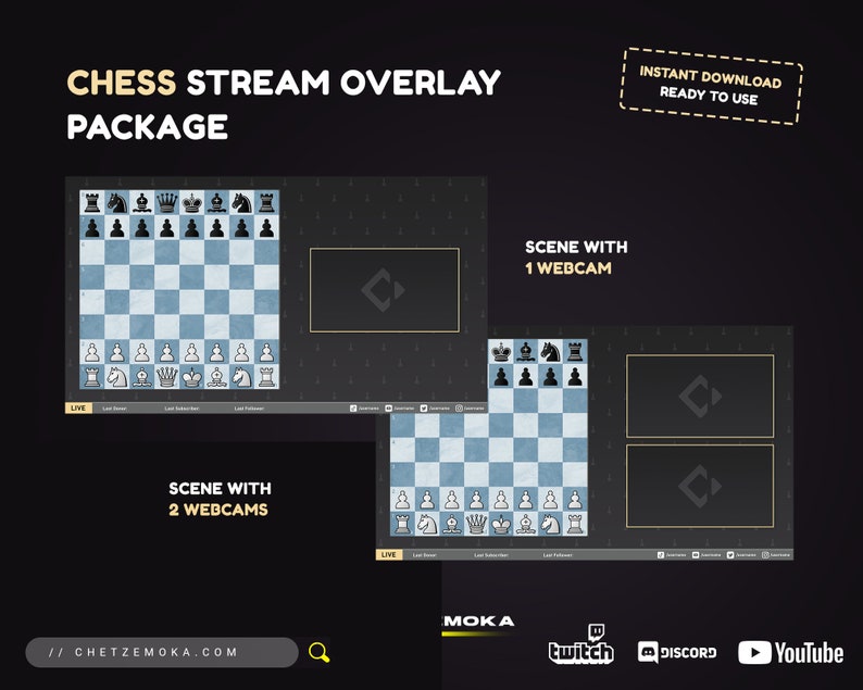 Animated Chess Stream Overlay Package: Twitch, Youtube (instant Download) - Etsy