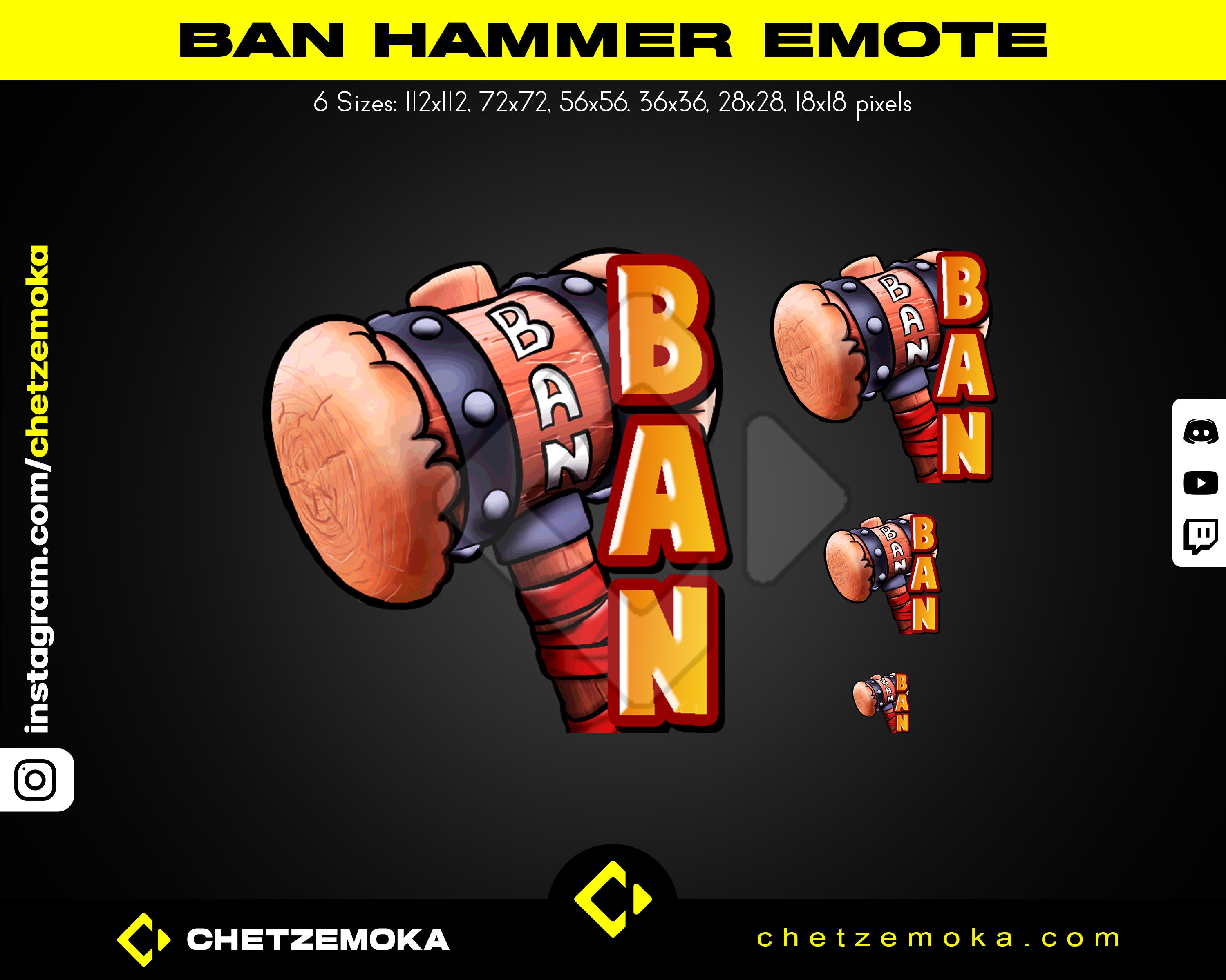 Ban Hammer Twitch Emote - Discord - Youtube | 2 Emotes Bundle - Etsy