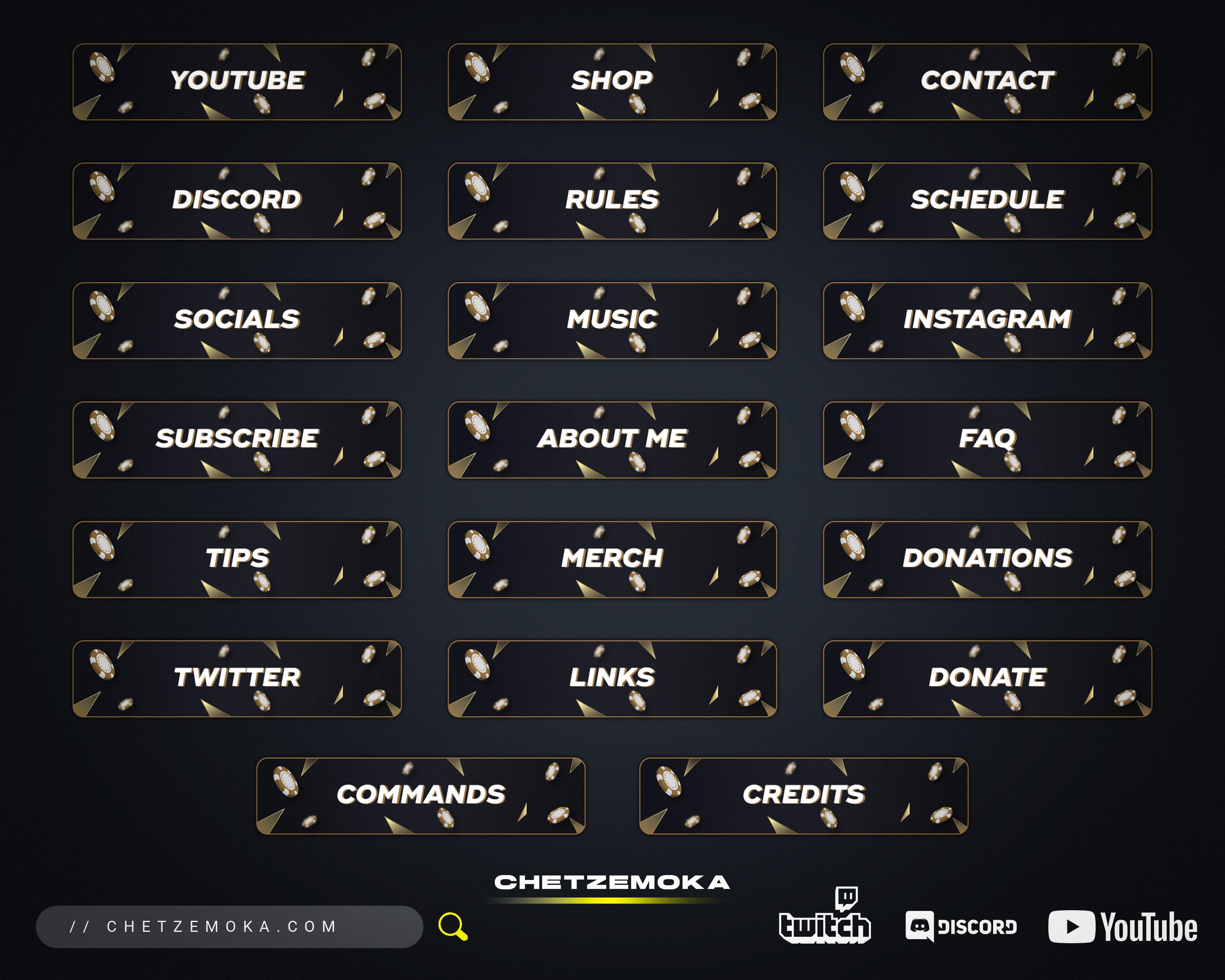 Animated Twitch Gold Poker Overlay: Streaming Screens & Badges - Etsy