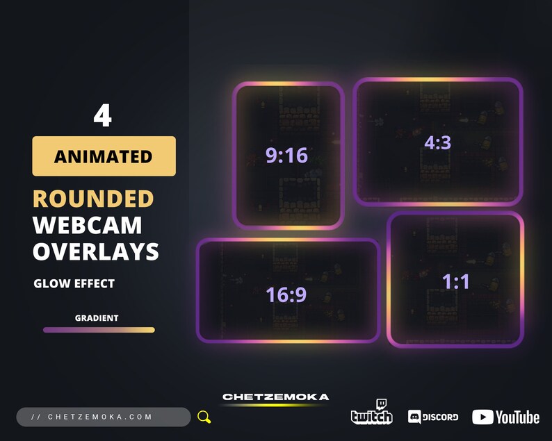 Animated Webcam Overlay Circle and All Standard Sizes Orange & Purple ...