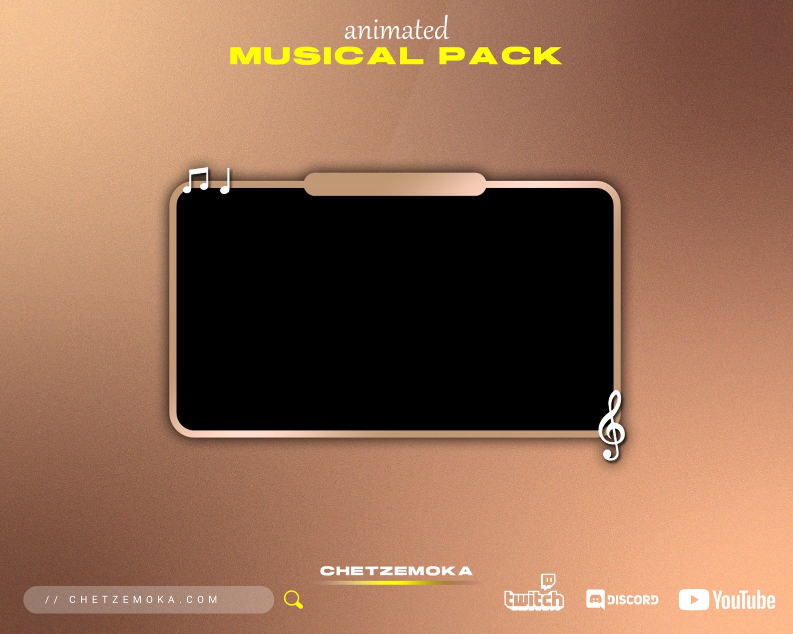Musical Stream Overlay Light 3 Animated & Static Version Music Note ...