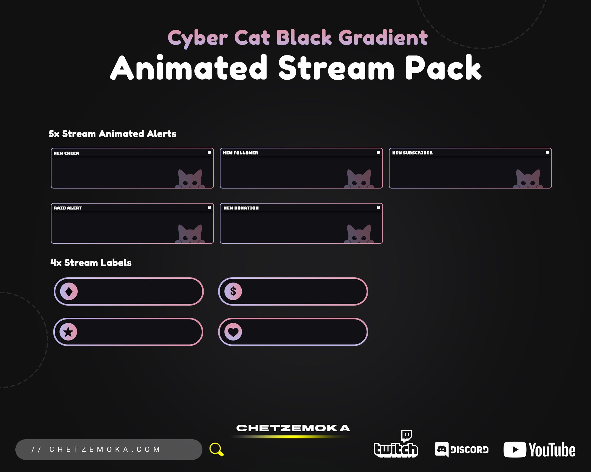 Cat Stream Overlay Purple Animated Cat Stream Pack Purple Minimalist ...
