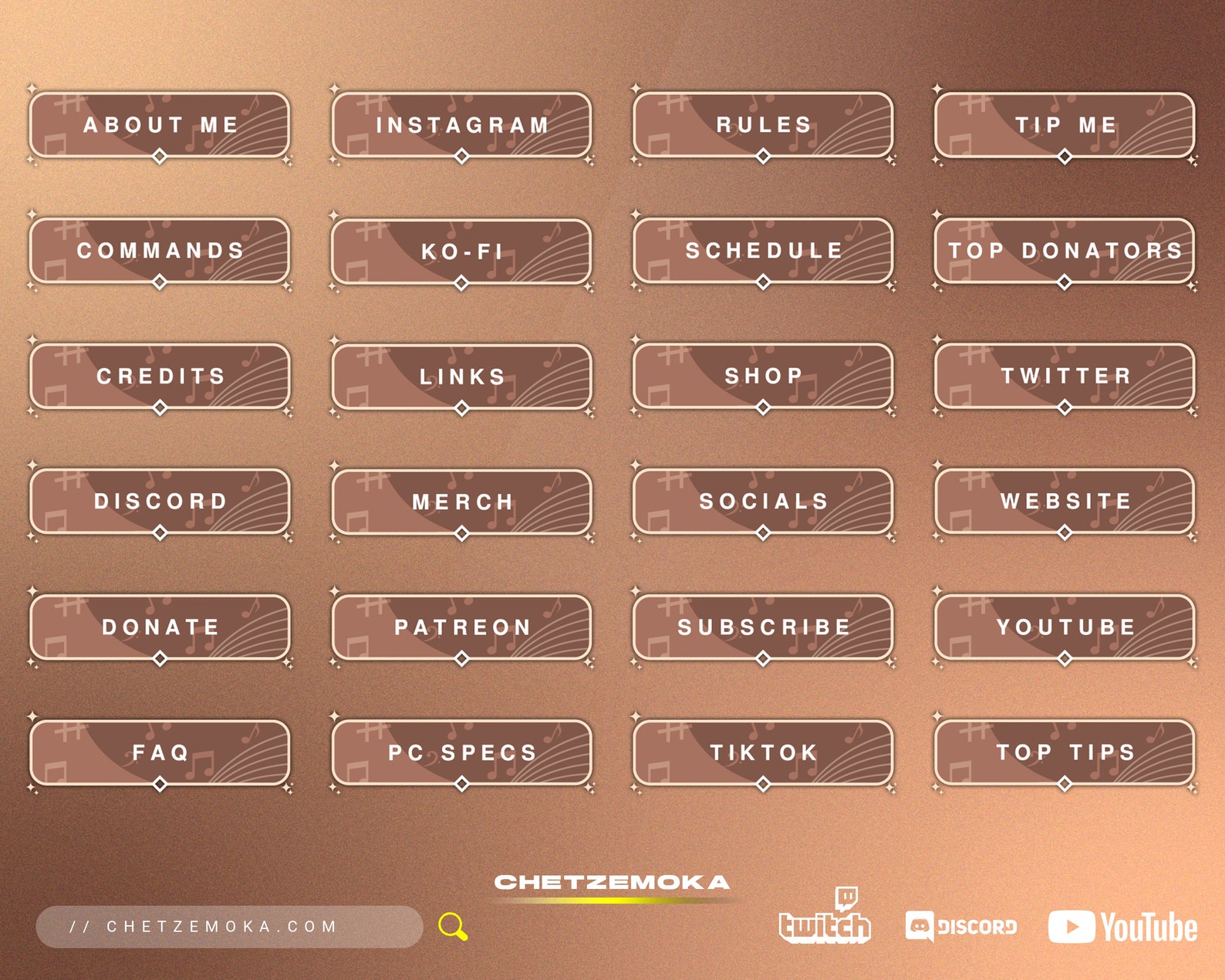 Musical Stream Overlay Light 3 Animated & Static Version Music Note ...