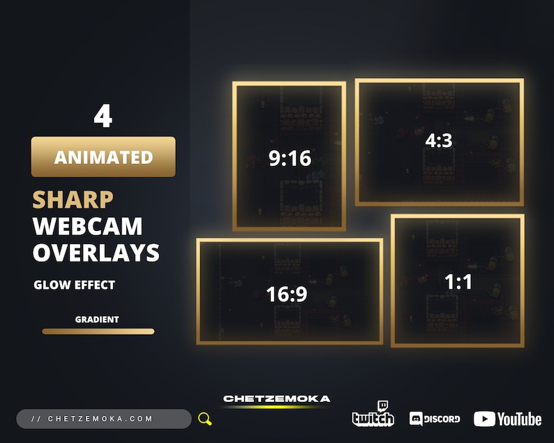 Animated Webcam Overlay Gold Theme | Circle and All Standard Sizes ...